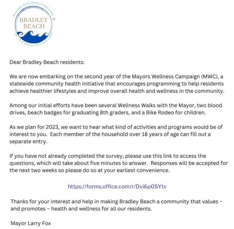 Mayor's Wellness Campaign - Bradley Beach